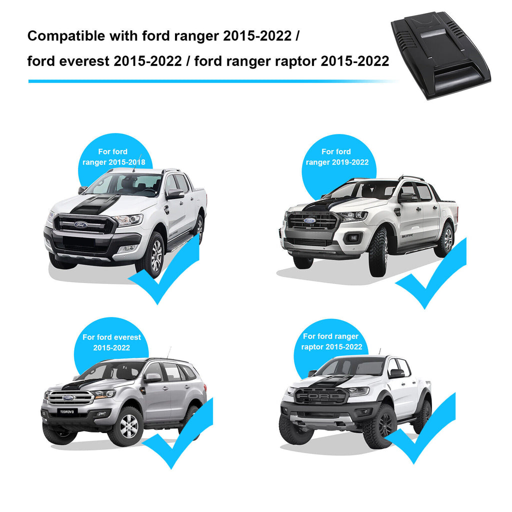 Matte Black Bonnet Scoop - Ford Everest / Raptor / Ranger - WildLiner.com