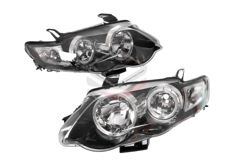 Black Headlights w/ Angel Eyes - For Ford Falcon FG S1 2008-2011 ...
