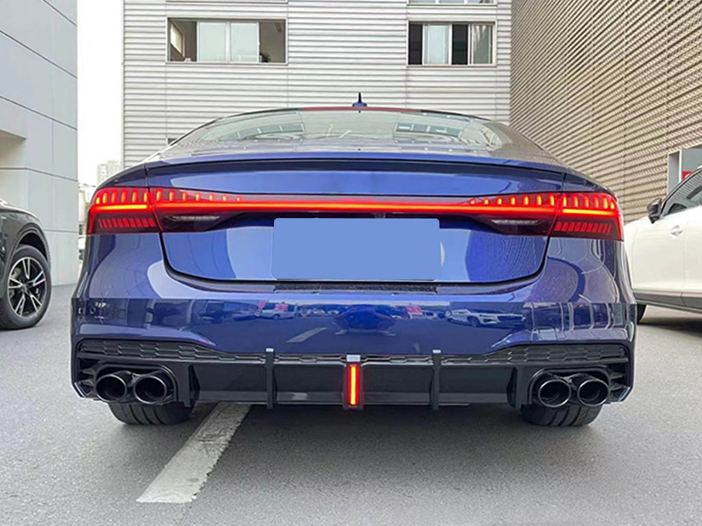 For Audi A7 C8 S-line - Black Diffuser & Brake Light & Exhaust Tips ...