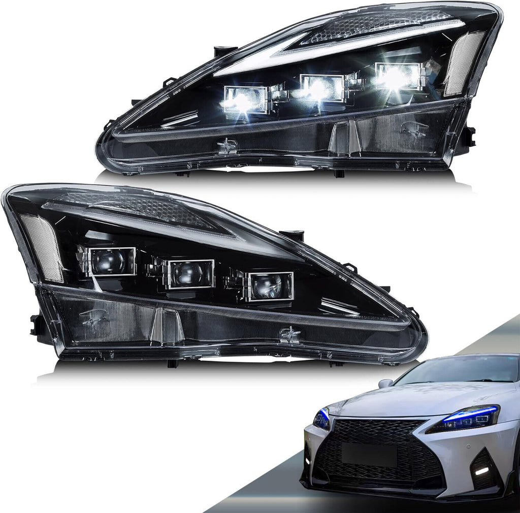 Clear LED Headlights, Blue DRL - Lexus IS250 IS350 ISF 2006-2013 ...