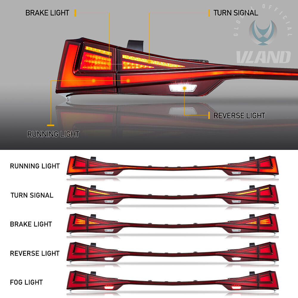 Red LED Tail Lights - For Lexus IS250 300h 350F 2014-2019 - WildLiner.com