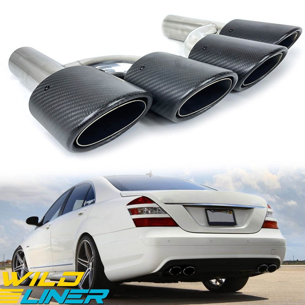 Universal 50mm Inlet Matte Carbon Exhaust Tips - W220 W221 W211 W212 ...