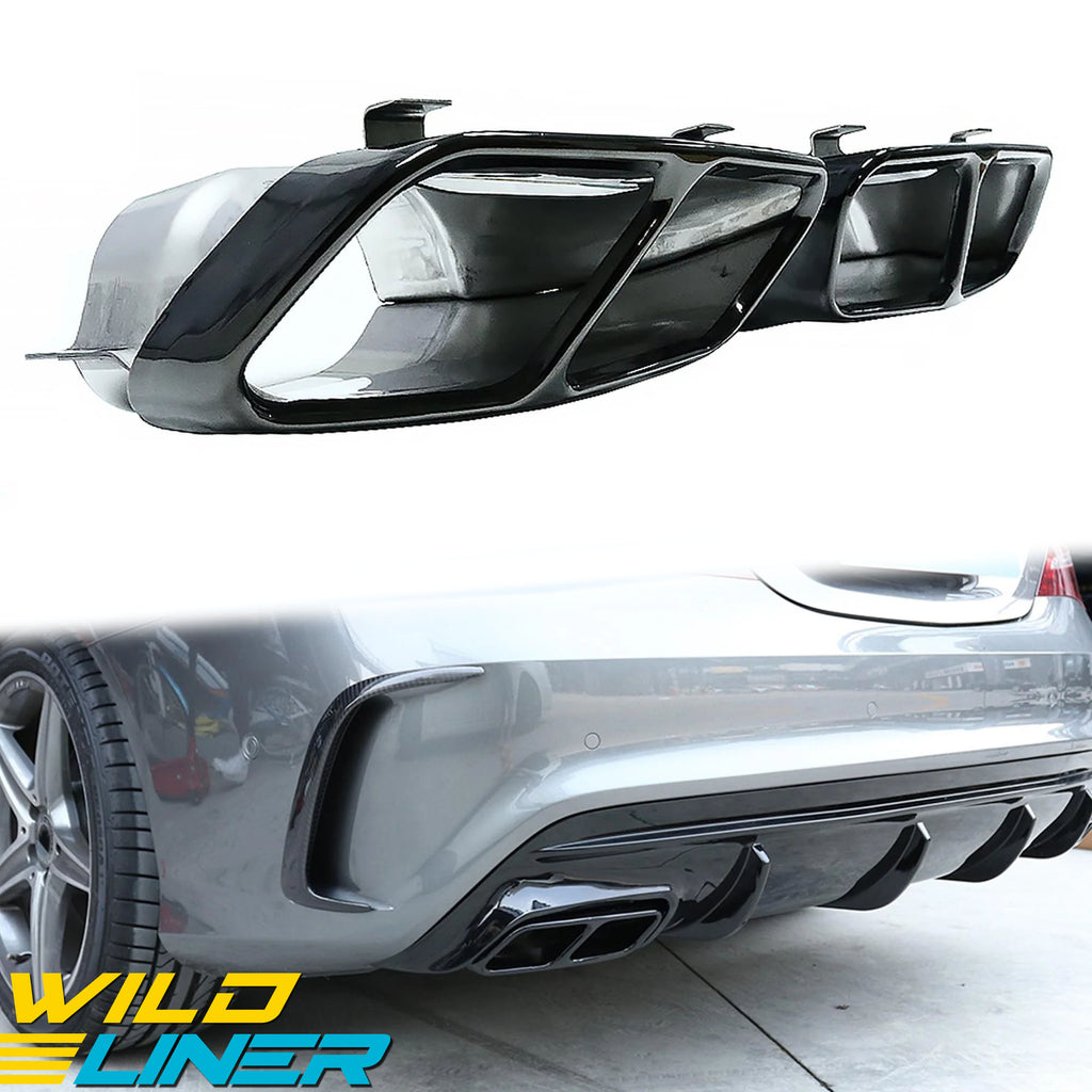 Black Exhaust Pipe Muffler Tips for Mercedes Benz C117 W117 CLA45 W176 ...
