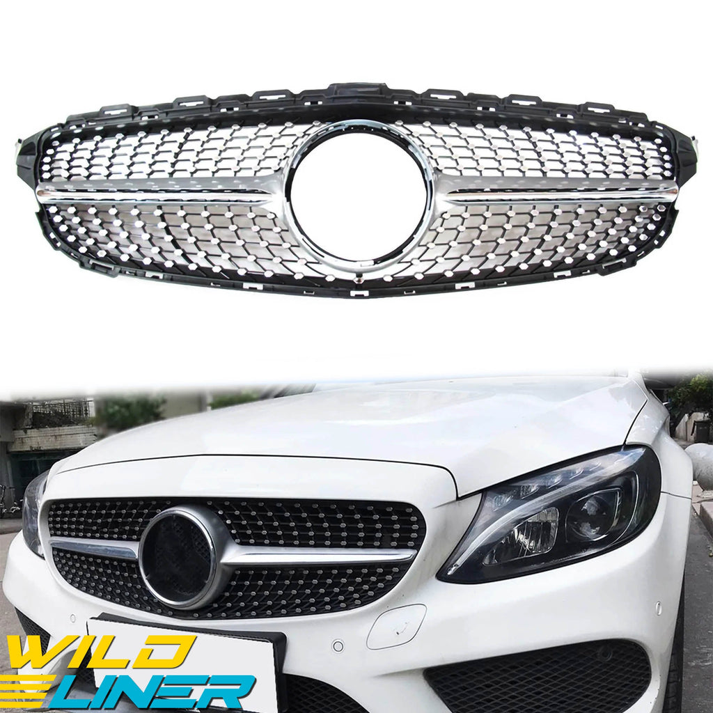 2015-2018 Mercedes W205/S205 - Silver Diamond Front Grille - No Camera ...