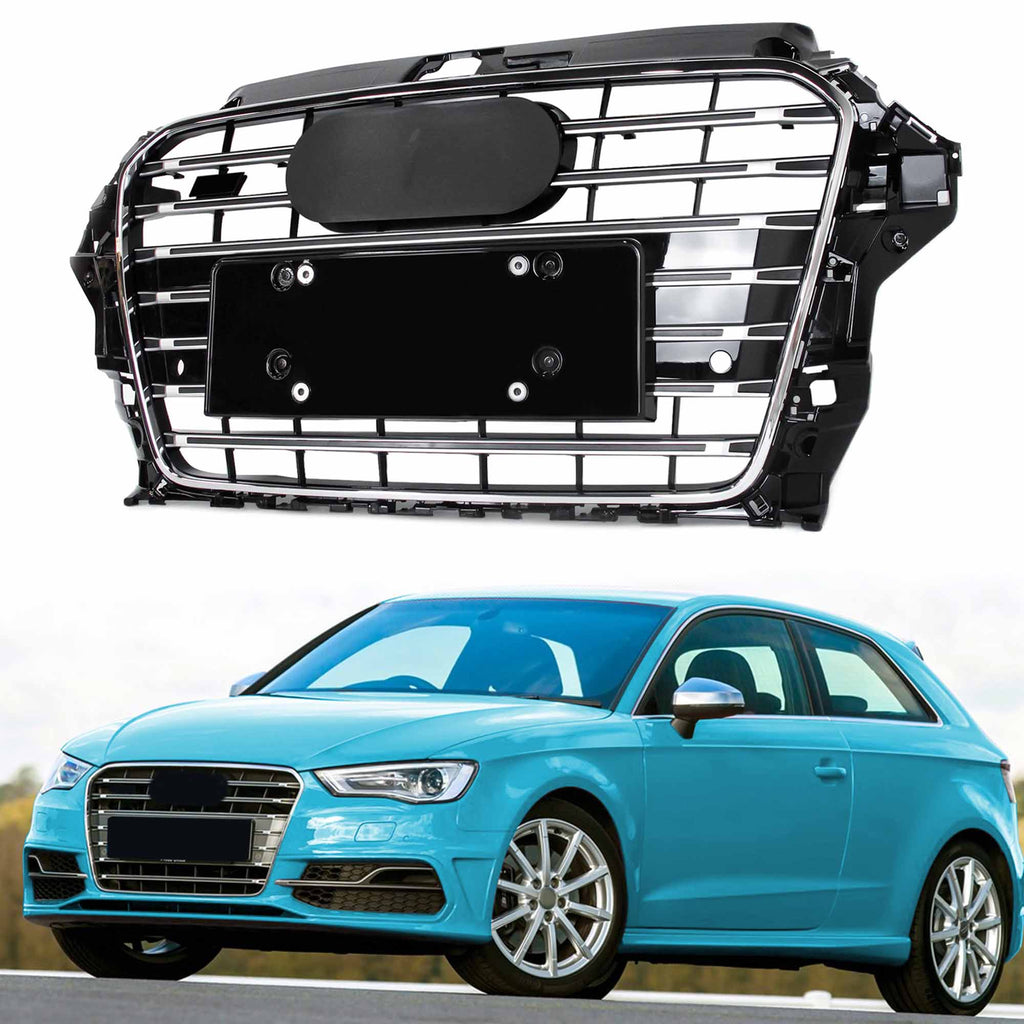 S3 Style Chrome Front Grille - For Audi A3/S3 8V 2014-2016 - WildLiner.com