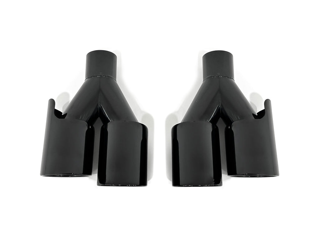 Universal Black Dual Exhaust Tips 60mm Inlet - WildLiner.com
