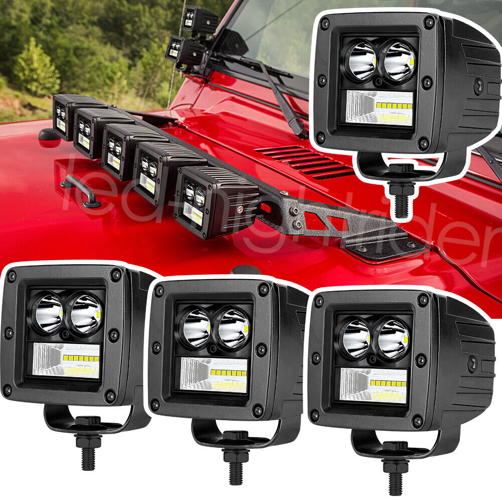 3Inch LED Cube Work Light Bar Hyper Spot Driving Flood Reverse Pods ...