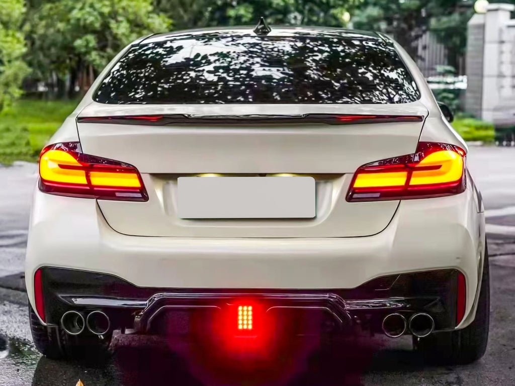 Black Diffuser, LED Light - For BMW 5-Series G30 -Sport - WildLiner.com