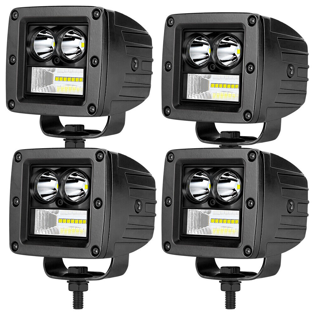 3Inch LED Cube Work Light Bar Hyper Spot Driving Flood Reverse Pods ...