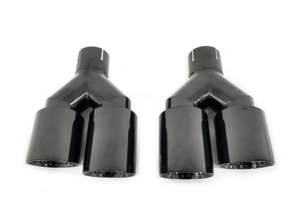Univesal Dual Twin Black Exhaust Tips 65mm Inlet - WildLine.com– WildLiner