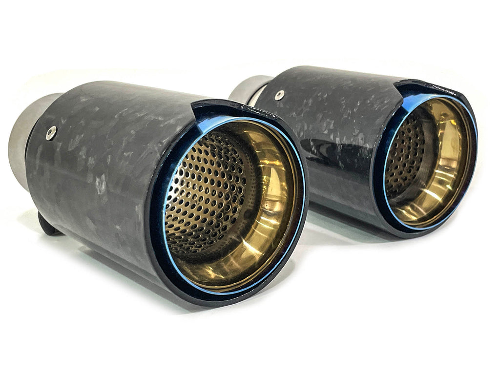 Forged Carbon + Steel Exhaust Tips 65mm Inlet - WildLiner.com