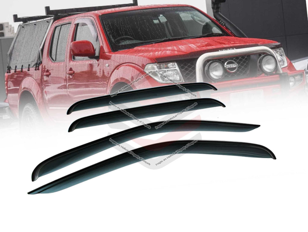 For Nissan Navara D40 Gloss Black Window Visors 2005-2015 | WildLiner.com