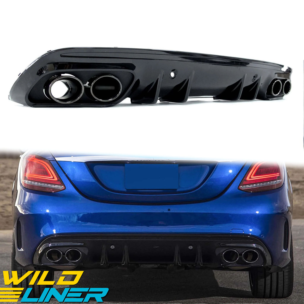 Mercedes W205/S205 AMG - Rear Diffuser & Black Exhaust Tips - WildLiner.com