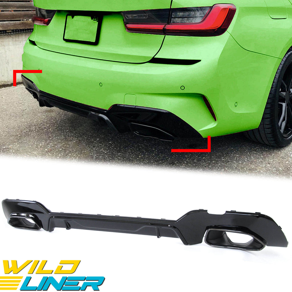 Gloss Black Rear Diffuser - For BMW G20 M Sport 2019-2022 - WildLiner.com